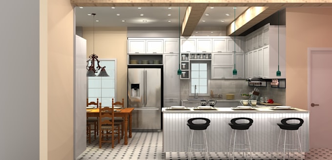 Do modular kitchen and wardrobe 2d 3d design as per requirements by ...