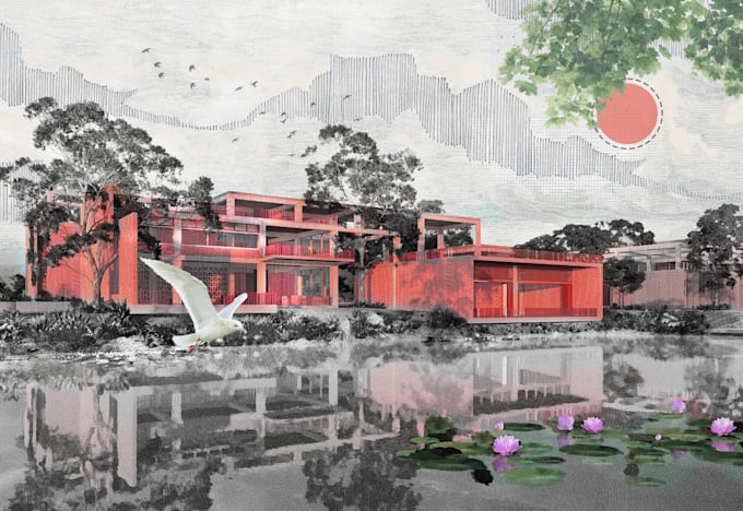 Create architectural collage style render using photoshop by ...