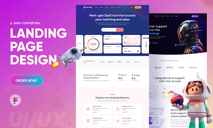 Do highly converting website ui ux, landing page, web template design in figma by Dew_studio ...