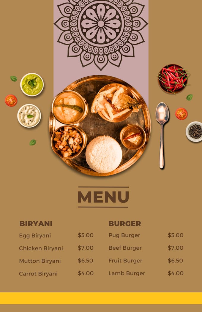 Design menu, price list, menu card or food menu by Patitm | Fiverr
