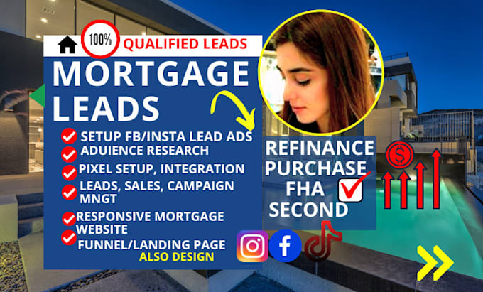 Generate quality leads by facebook ads,tiktok,instagram ads, mortgage ...