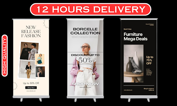 Design roll up banner, retractable banner, pull up banner in 12 hours ...