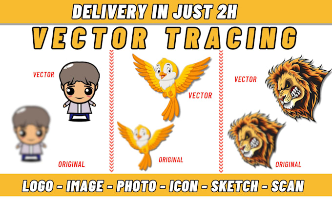 Convert raster logo, redraw ,high quality vector tracing, image in ...