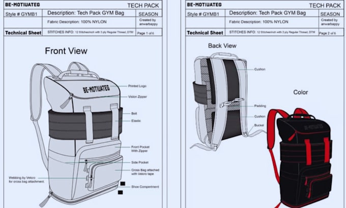 Create bag design, backpack,school bag, handbag and bag tech pack by ...