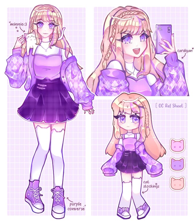 Draw character reference sheet for your oc, vtuber or persona by ...