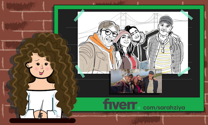Draw everyone and everything lineart by Sarahziya | Fiverr