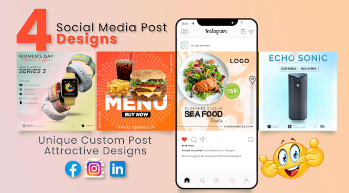 Create 4 unique instagram and facebook post designs by Gfxdesigns247 ...