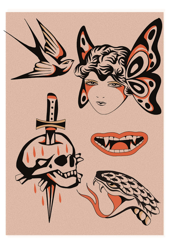 Create a classic traditional tattoo design by Blkone | Fiverr