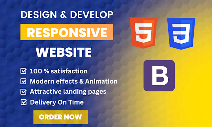 Build a modern responsive website with html, css, and bootstrap by Iqrarinam766 | Fiverr
