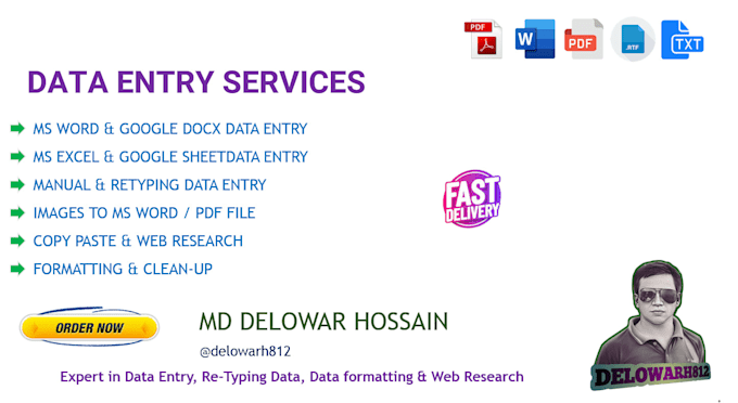 Do data entry any type image to pdf, ms word format, retype by ...