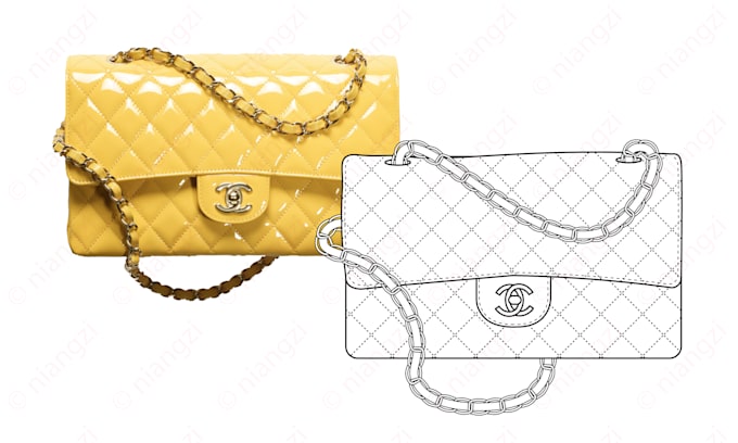 Draw your chanel handbag with detailed line art by Niangzi | Fiverr