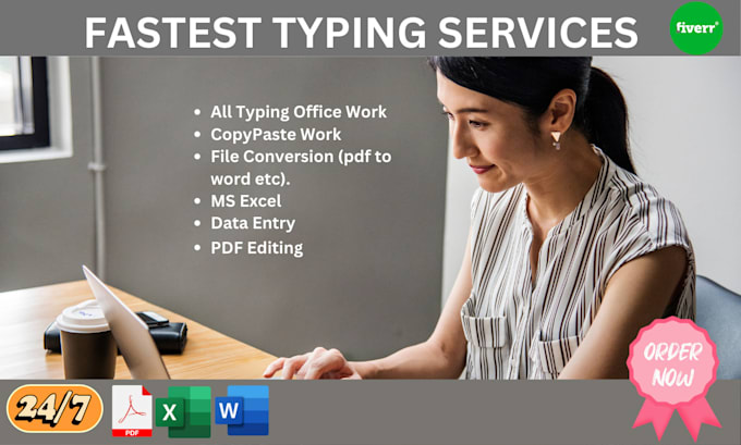 Do accurate typing work, data entry, pdf conversion copy paste and image to text by ...