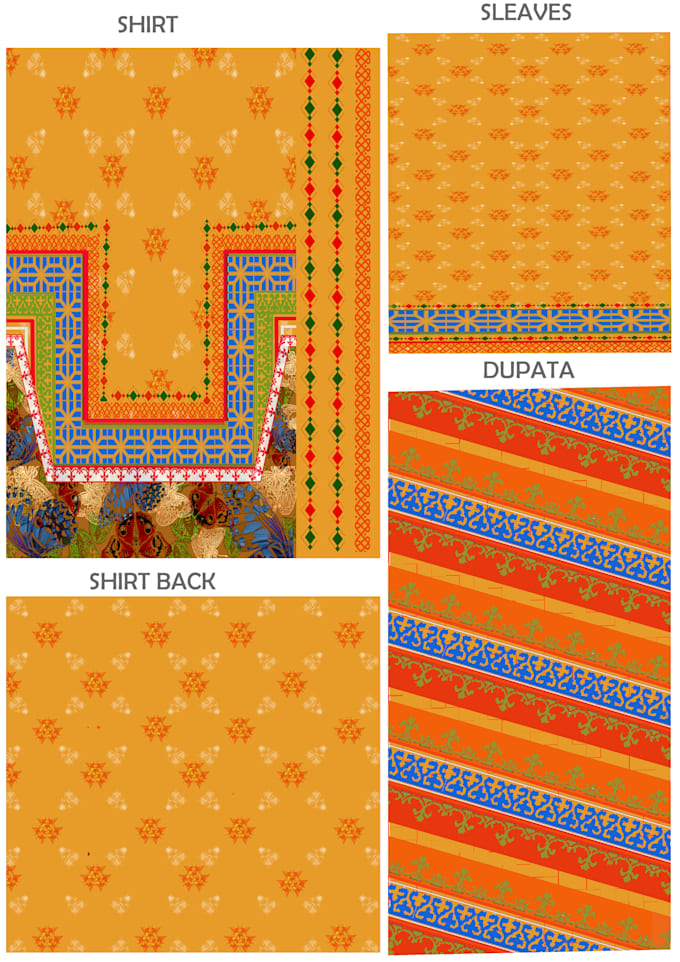 Design a digital traditional dress print design by Ilsaasif | Fiverr