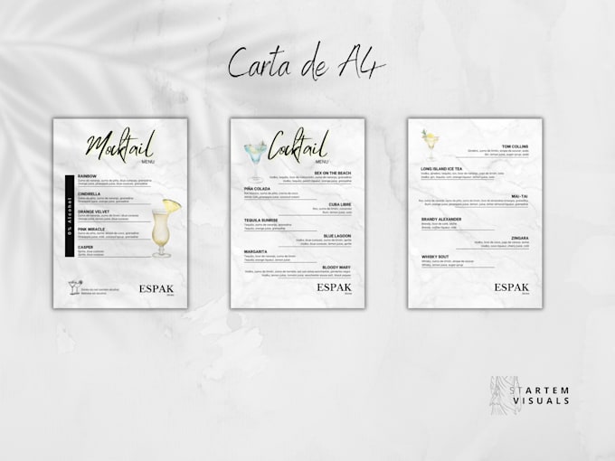 Create a cocktail menu design by Startem_visuals | Fiverr