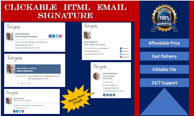 Create professional clickable html email signature by S_salahuddeen | Fiverr
