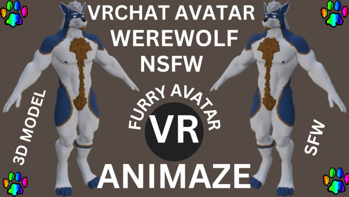 Custom Vrchat Furry Avatar Nsfw Fursona 3d Model For Vtuber Animaze Vrchat By Braydot