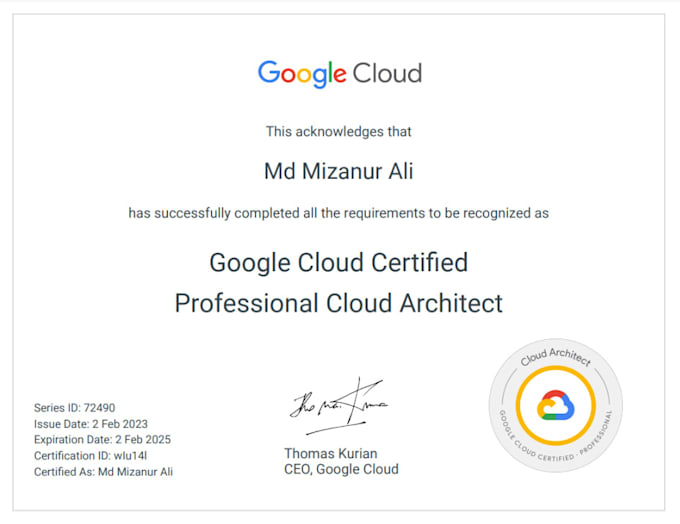 Gcp certified cloud solution architect by Mizanexpert | Fiverr