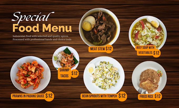 Make interesting menu design by Sadamarfasa | Fiverr