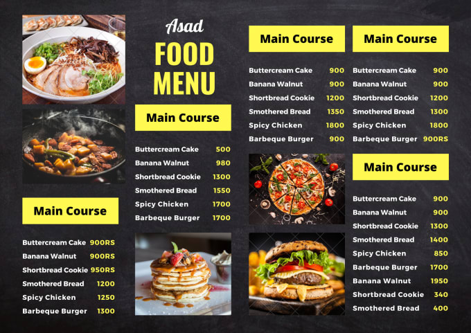 Desing card, menu, price list, food menu card, restaurant menu by ...