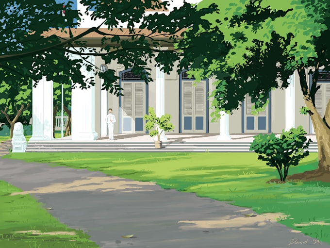 Draw illustration of your house in anime background style by ...