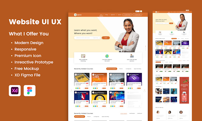 Do interactive website ui ux design using adobe xd psd, and figma by ...