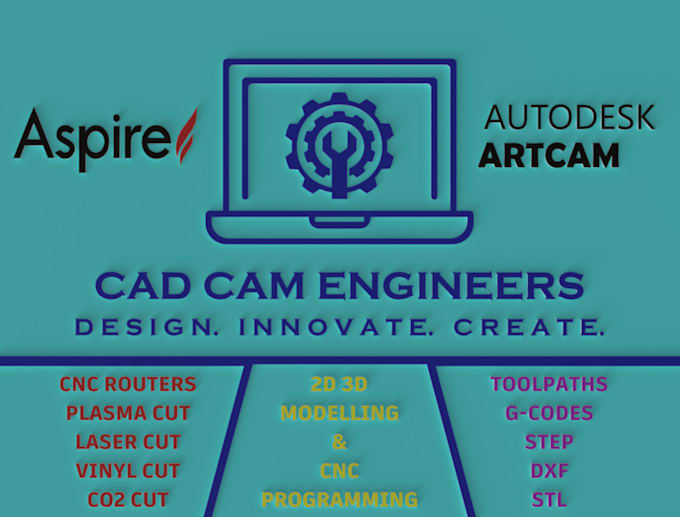 Do toolpath or g codes for 2d 3d designs on vectric aspire fusion360 by Cadcamengineers | Fiverr
