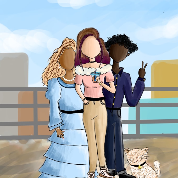 Digitally draw figures and characters for you by Ti_ara | Fiverr
