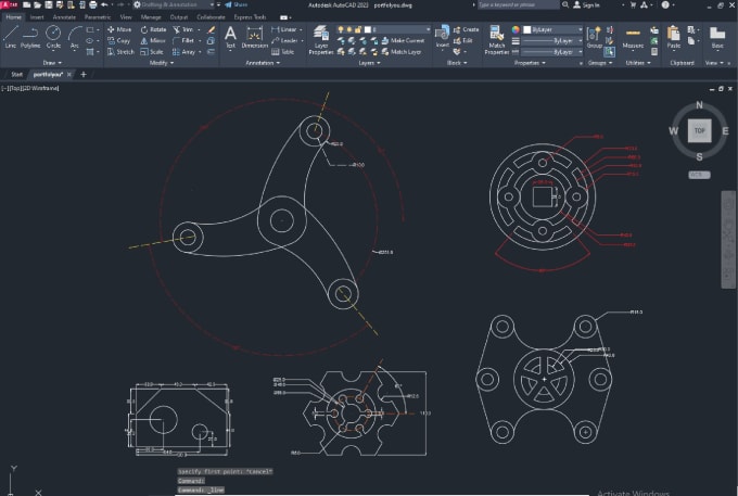 Draw orthographic projection and isometric in autocad by Qamarhabib | Fiverr