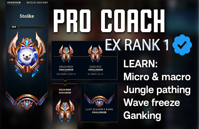 Coach you to improve your rank on lol , ex rank 1 eune 1378lp by ...