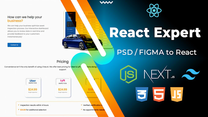 Develop react js next js website with tailwind or boostrap