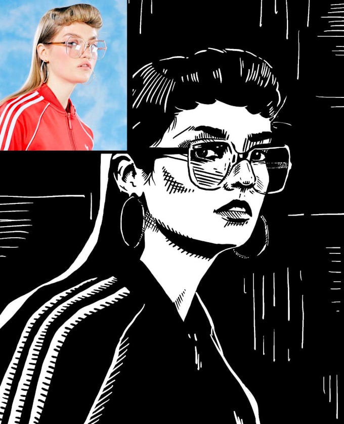 Draw a custom portrait in linocut style by Yana_berezivska | Fiverr