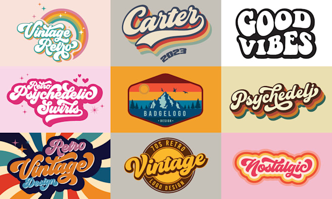 Design custom hand lettering typography 70s retro funky script font ...