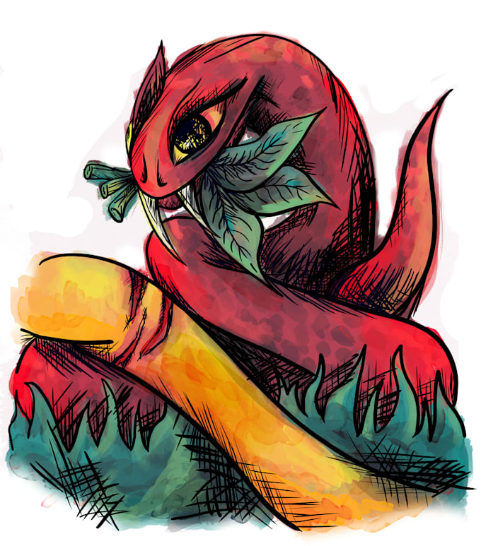 Make a watercolor illustration with digital hatching by Tobydrawing ...