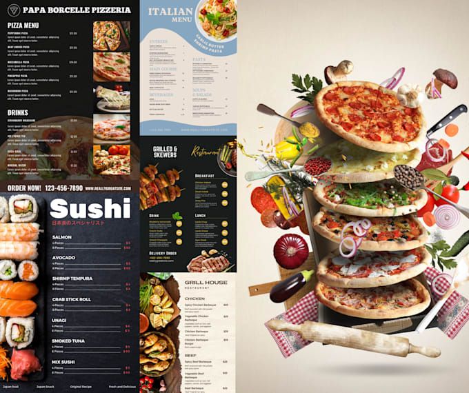 Do modern restaurant menu design by Designfusionco | Fiverr