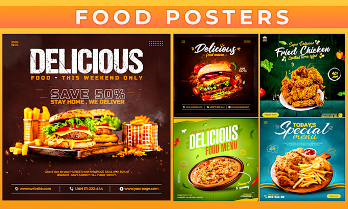 Design appealing social media food posters, food posters, food flyer for you by Thedesign_vista ...