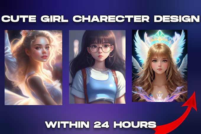 Create cute girl charecter art for games, books, visualnovels etc by ...