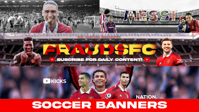 Make a soccer youtube or twitter banner for you by Tenzindhekyungg | Fiverr