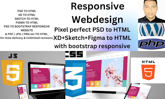 Prefer to convert figma , adobe xd or psd responsive bootstrap 5 website design by Websit ...