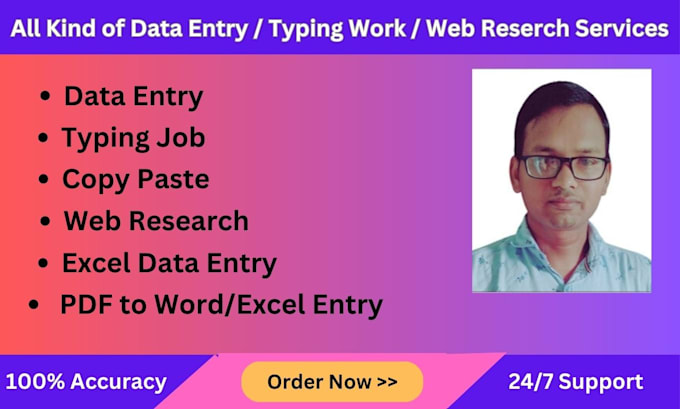Fast and accurate data entry professional for your business by Mukeshjhr | Fiverr