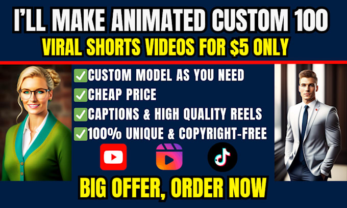 Make 100 viral animated character youtube shorts, instagram reels ...