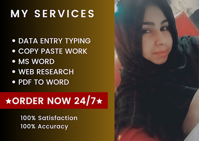 Do fast data entry typing work, copy paste , pdf to word by Farah_001 ...