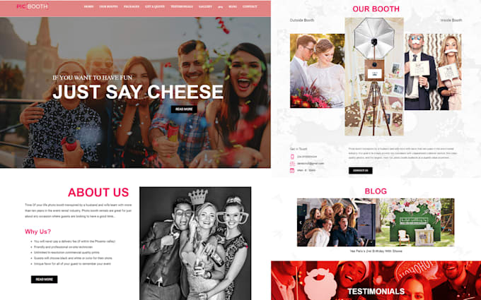 Design photo booth website 360 photo booth rental website with online ...