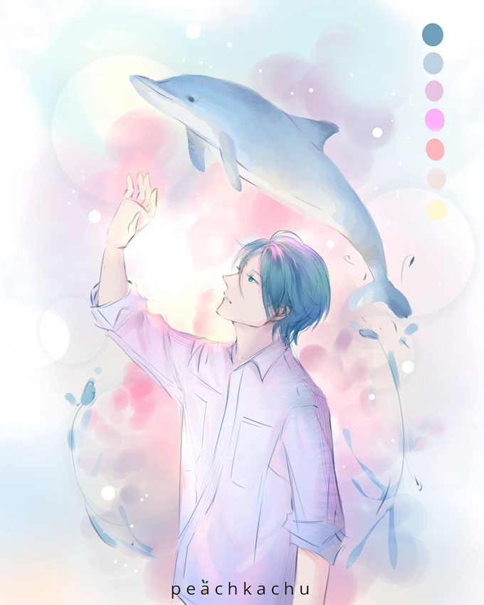 Draw your character in pastel or soft colors in anime style by ...