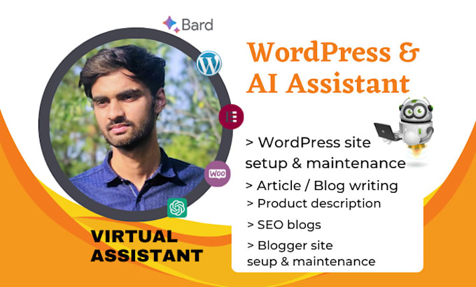 Be your professional virtual assistant wordpress va blog va using chat gpt bard by ...