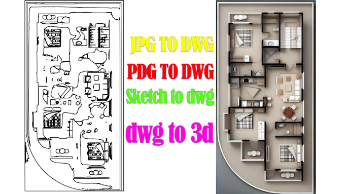 Convert pdf sketch or image drawing to autocad 2d plan by Jahidfivar ...