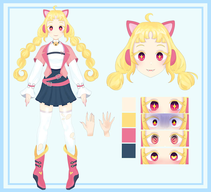 Draw a custom character design or reference sheet by Alexamixut | Fiverr