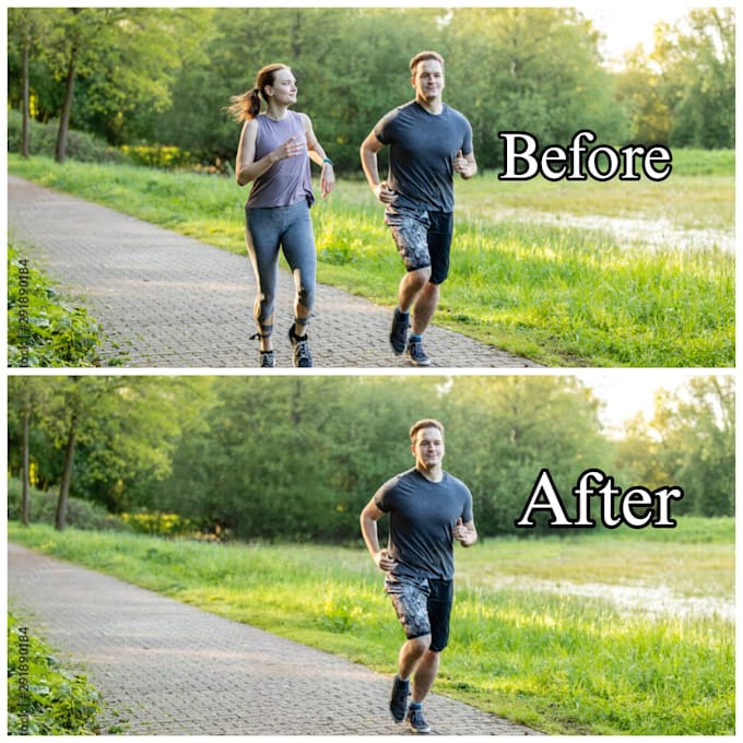 Photoshop to add or remove person color correction and remove object photo edit by ...