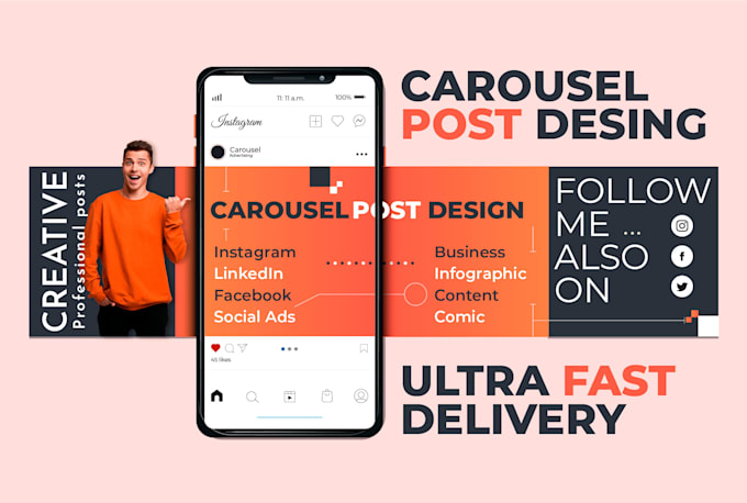 Design attractive carousel instagram, linkedin, facebook ads post, fb ...