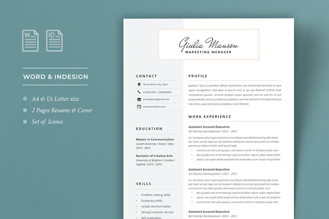 Design professional resume design or modern cv template by Ms_office ...