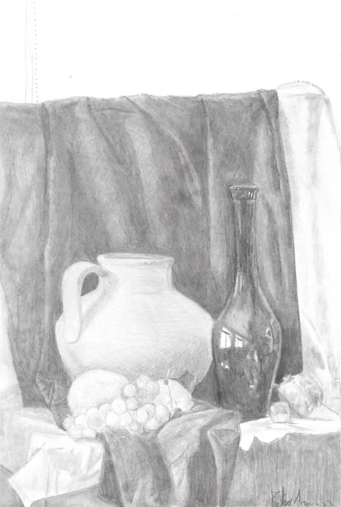 Draw a realistic pencil still life by Pietroarmenia | Fiverr